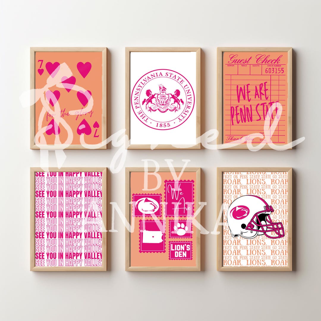 Pink and Orange Penn State Digital Download Pack for Wall Decor! - Etsy