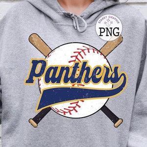 Panthers PNG Image, Panthers Baseball Mascot Navy Gold Retro Design ...