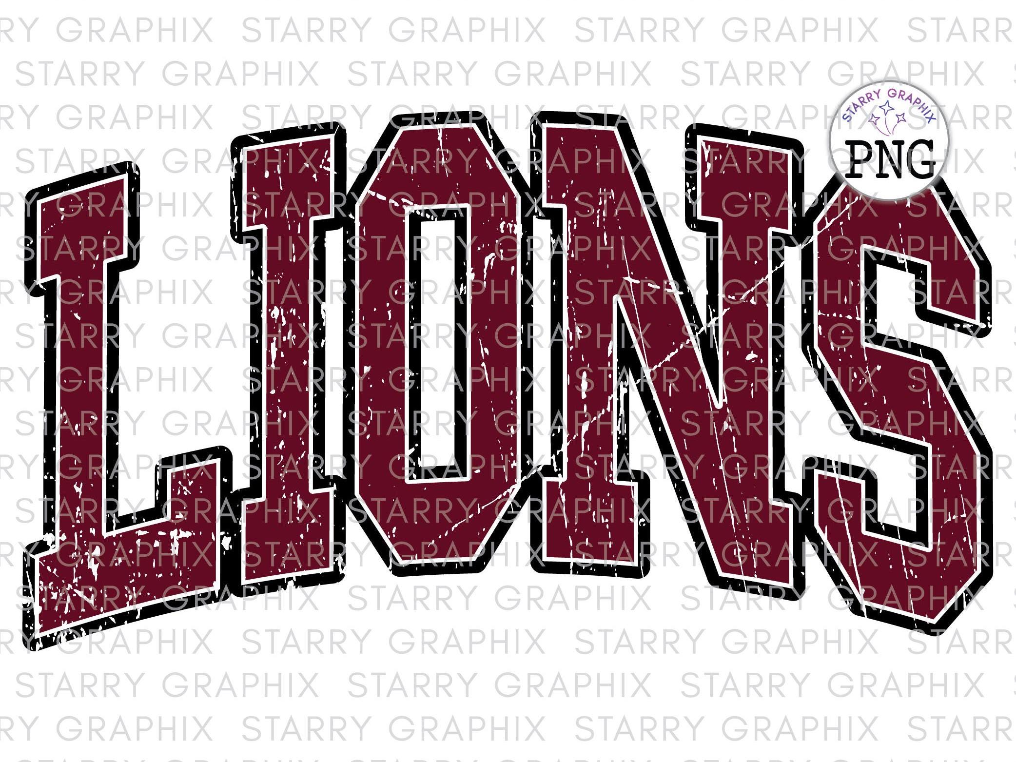 Lions PNG Image, School Team Lions Maroon Varsity Design, Sublimation ...