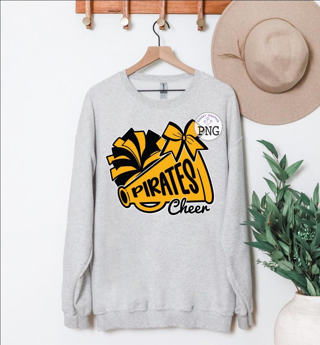 Pirates Cheer PNG Image, Cheer Pirates Yellow Gold Black Doodle Design ...