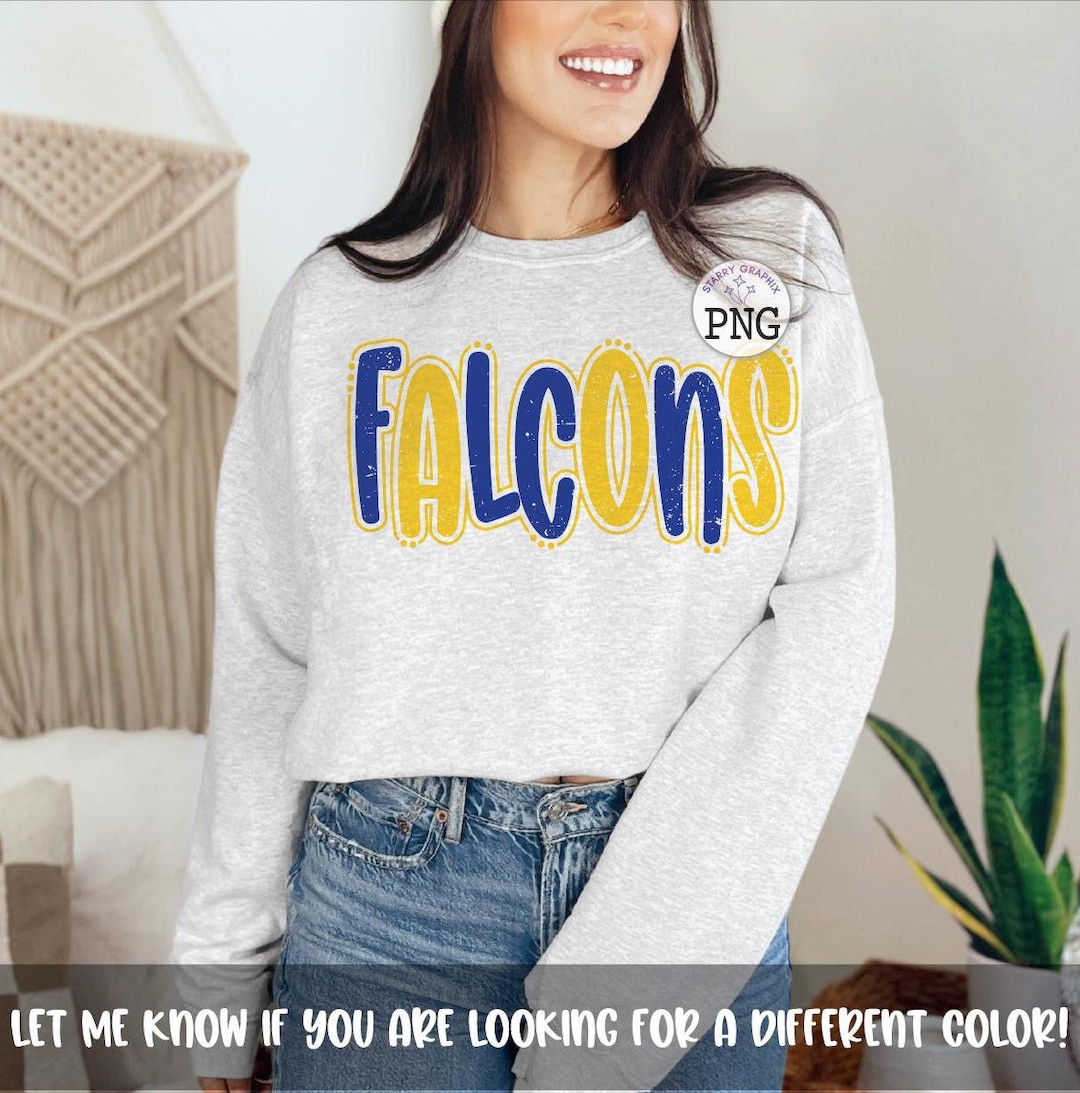 Falcons PNG Image, Mascot Name Falcons Blue Gold Doodle Design ...