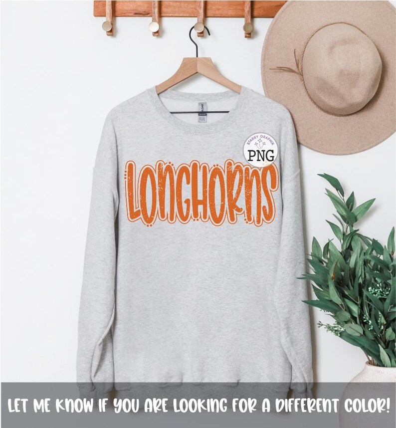 Longhorns PNG Image, Mascot Name Longhorns Orange Doodle Design ...