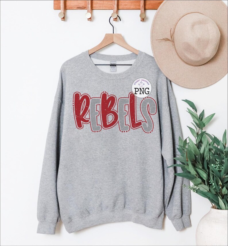 Rebels PNG Image, Mascot Name Rebels Red Gray Doodle Design ...