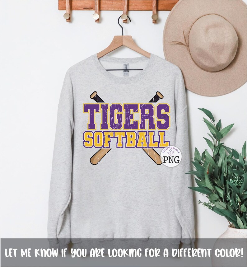 Tigers PNG Image, Softball Tigers Mascot School Spirit Purple Gold ...