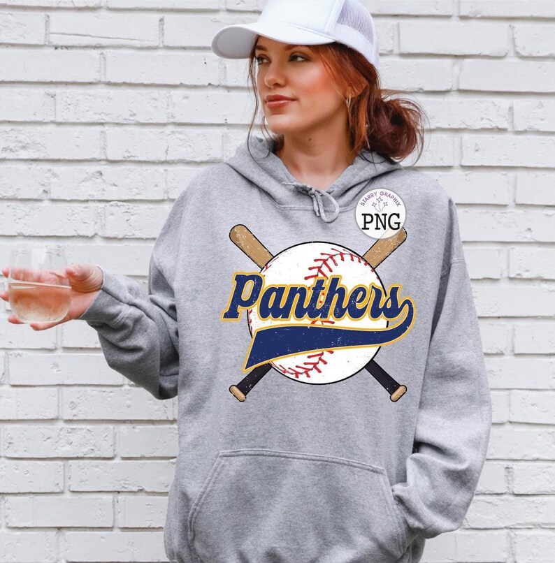 Panthers PNG Image, Panthers Baseball Mascot Navy Gold Retro Design ...
