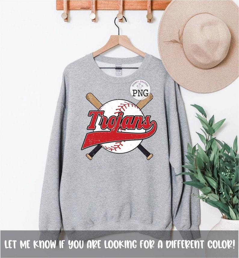 Trojans PNG Image, Baseball Mascot Red Retro Design, Sublimation ...