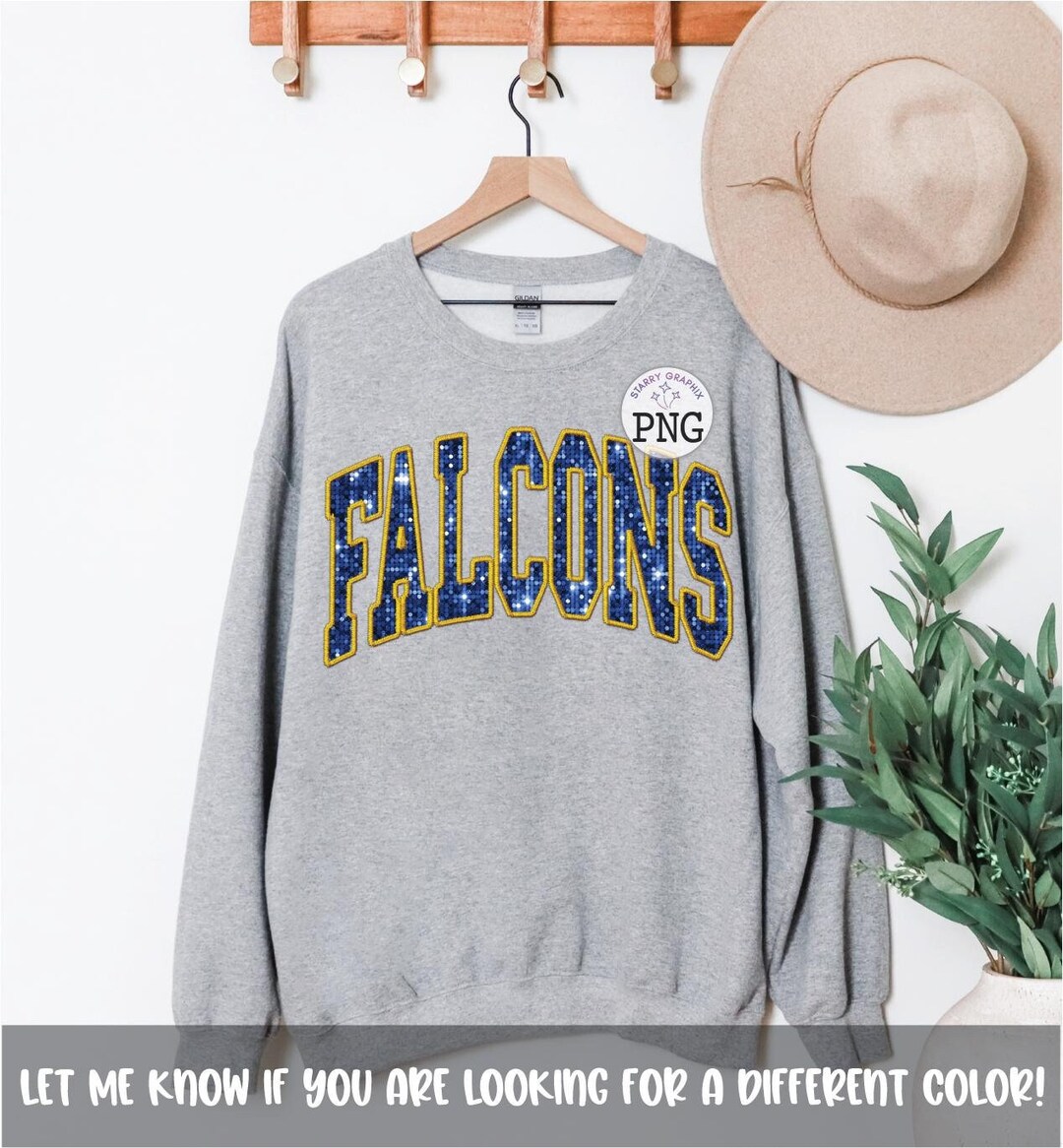 Falcons PNG Image, Mascot School Spirit Blue Gold Varsity Curved Design ...