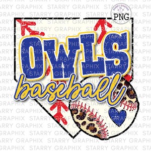 Owls Baseball PNG Image, Mascot School Spirit Baseball Owls Blue Gold ...