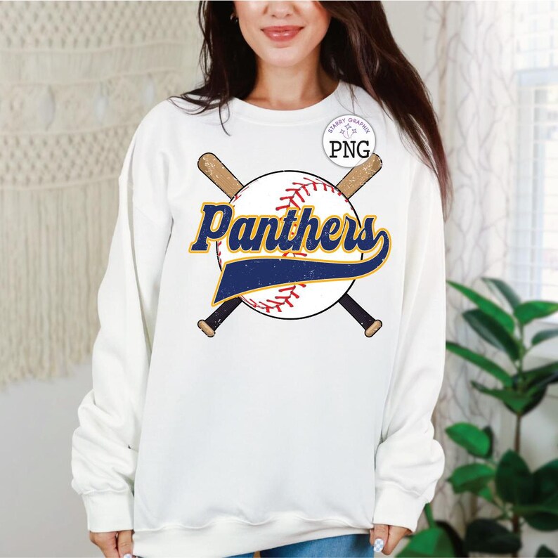 Panthers PNG Image, Panthers Baseball Mascot Navy Gold Retro Design ...