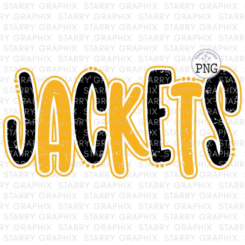 Jackets PNG Image, Mascot Name Jackets Black Gold Doodle Design ...