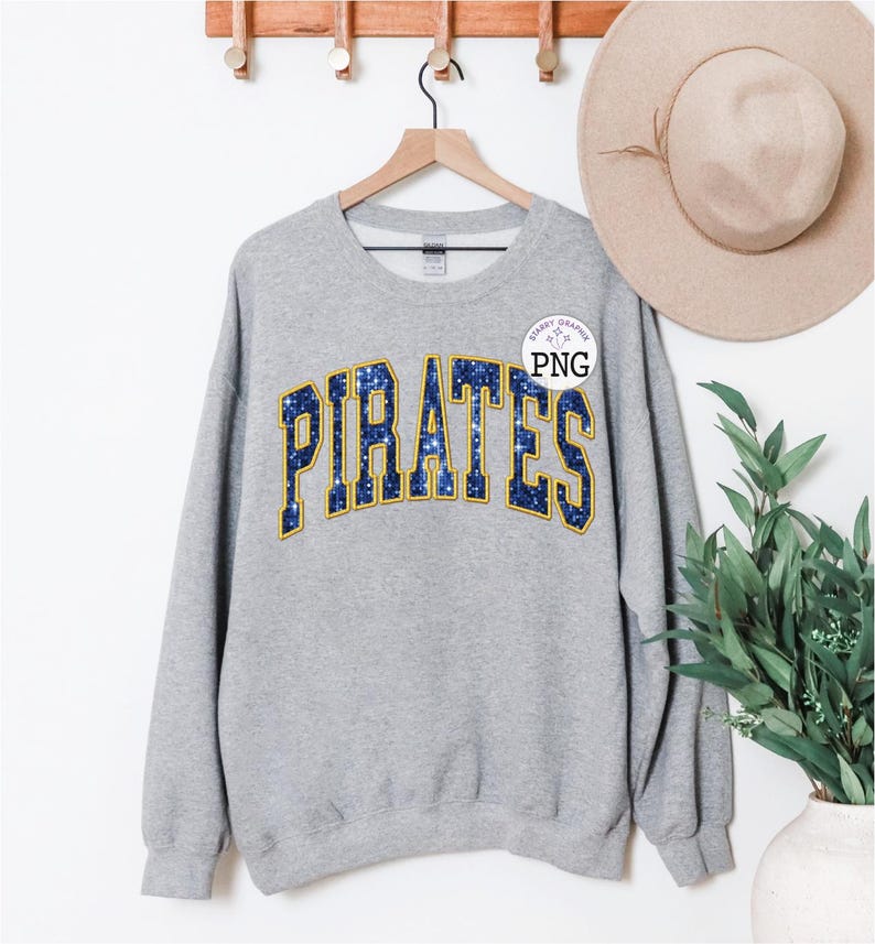 Pirates PNG Image, Mascot School Spirit Blue Gold Varsity Curved Design ...