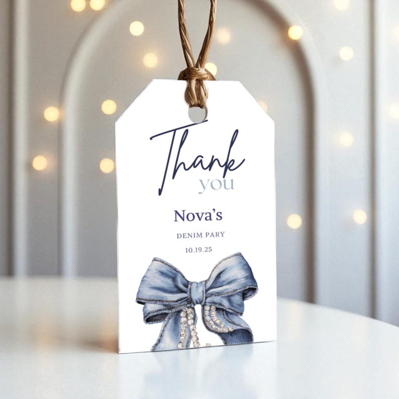 Diamond Denim Thankyou Tags Printable,thankyou Favor Tag,birthday Jeans ...