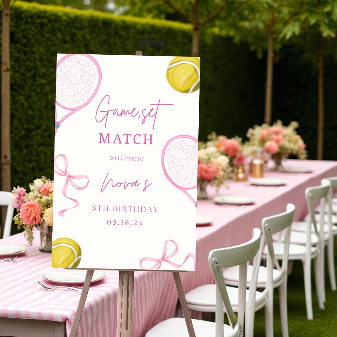 Coquette Pink Bow Tennis Welcome Sign Poster Tennis Party Theme Tennis ...