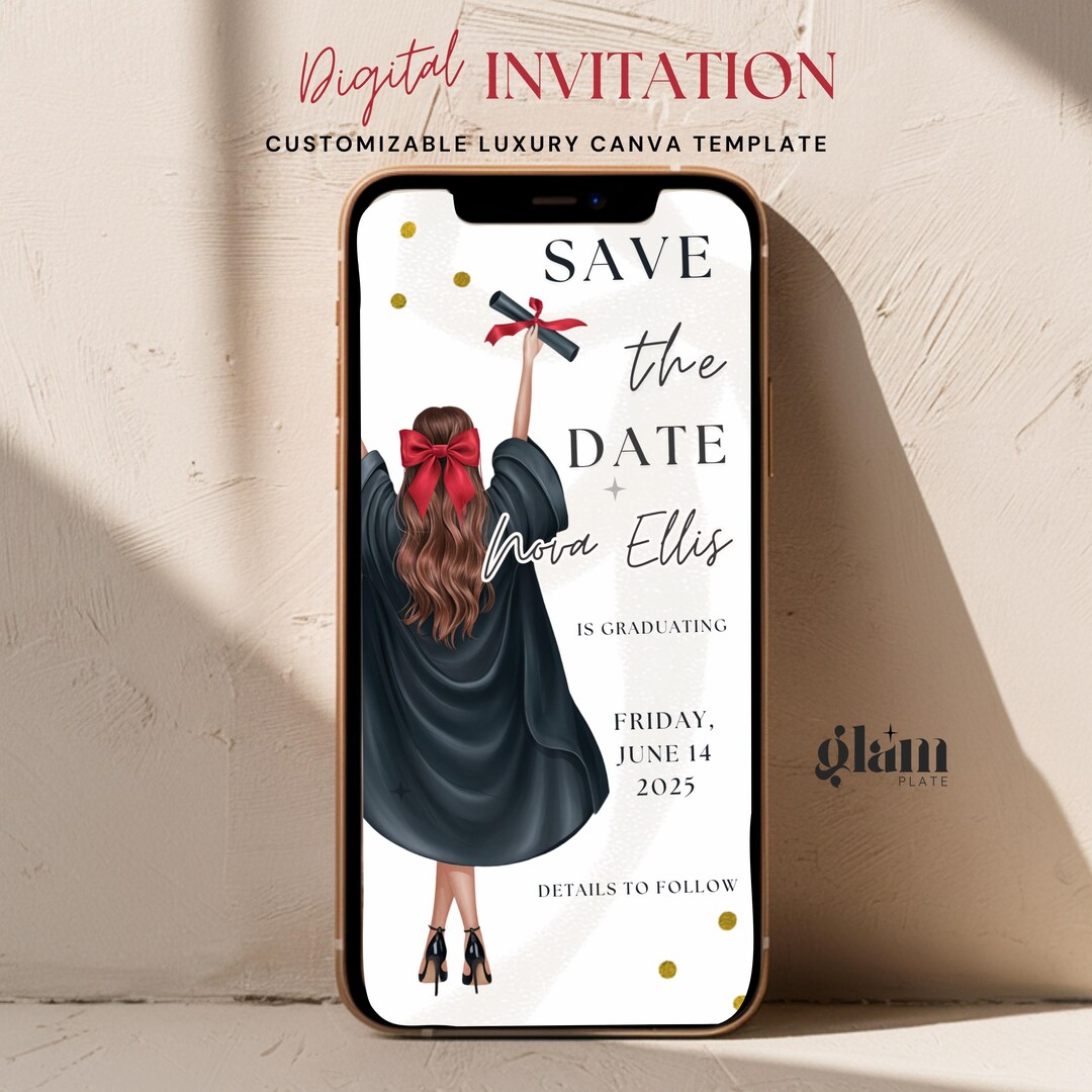 Minimalist Red Graduation Save the Date Red Graduation Invite,modern ...