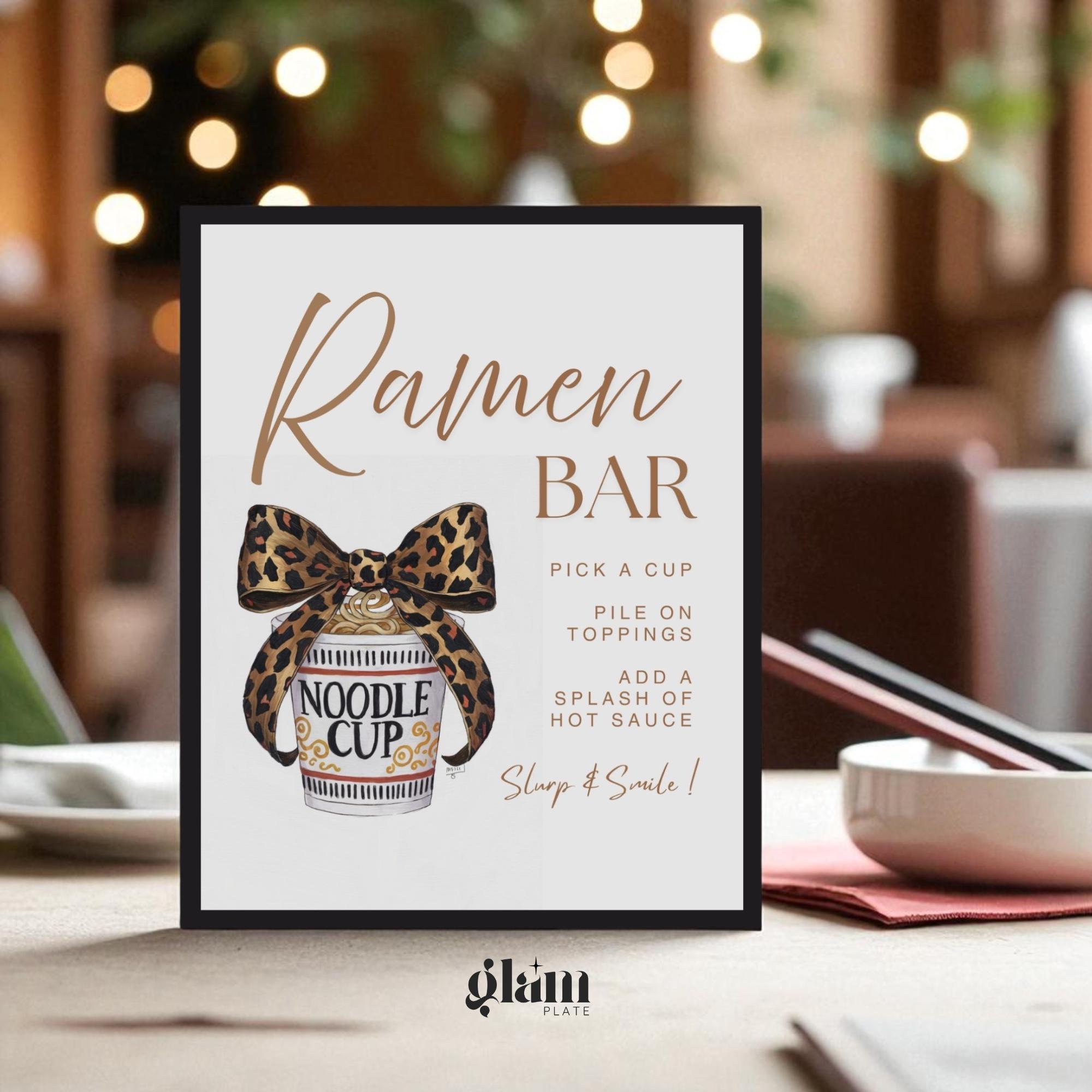 Leopard Ramen Bar Sign Printable Editable Canva Noodle Cup Template ...
