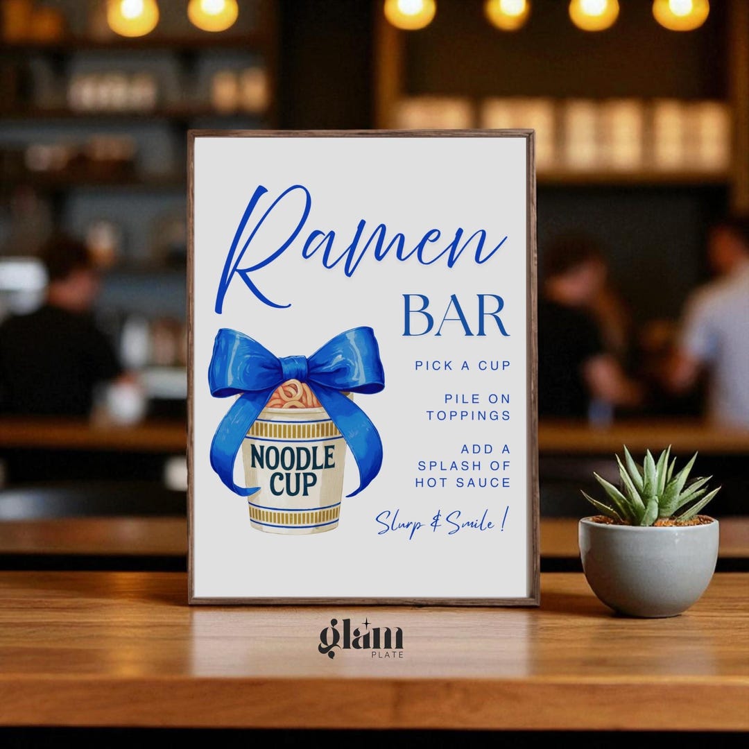 Royal Blue Bow Ramen Noodle Sign,instant Noodle Sign,noodles Party ...