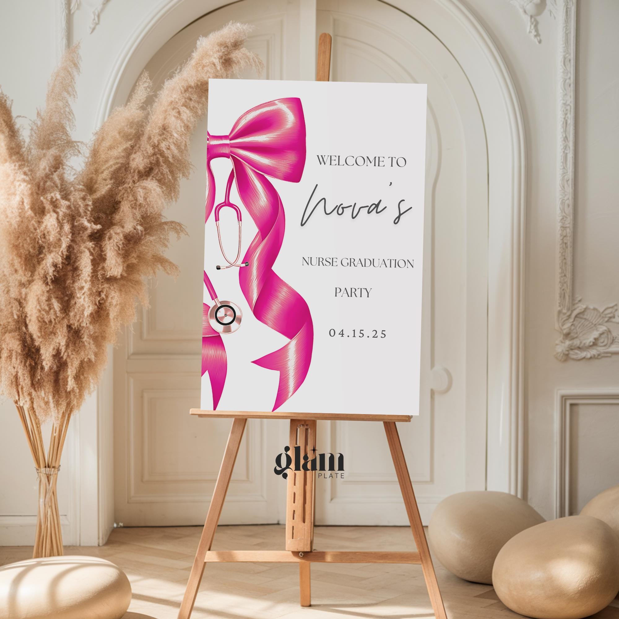 Pink Bow Nurse Graduation Welcome Sign,pink Coquette Bow Nurse,nurse ...
