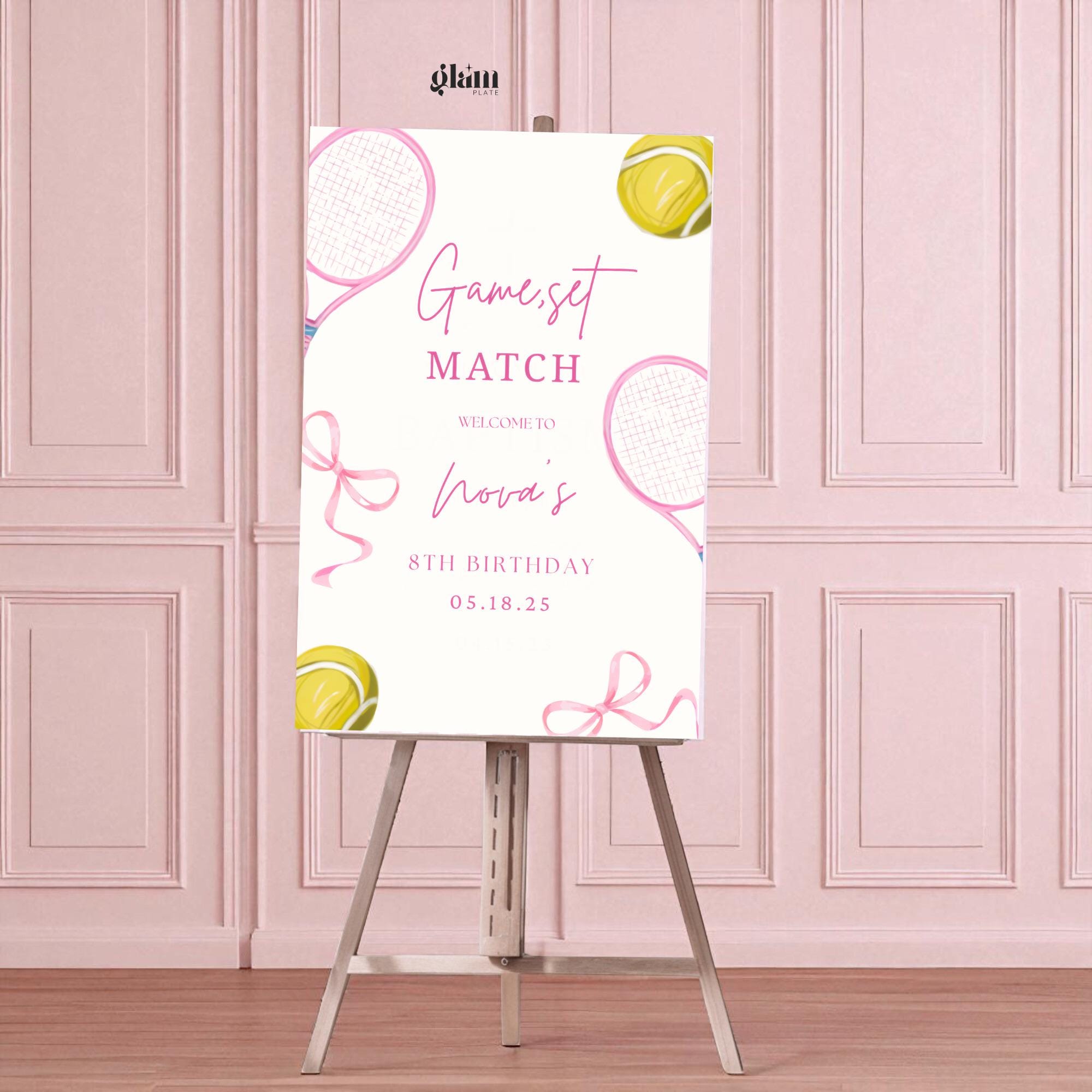 Coquette Pink Bow Tennis Welcome Sign Poster Tennis Party Theme Tennis ...