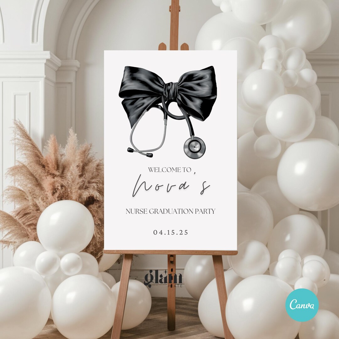 Black Bow Nurse Graduation Welcome Sign,nurse Pin Ceremony,graduated ...