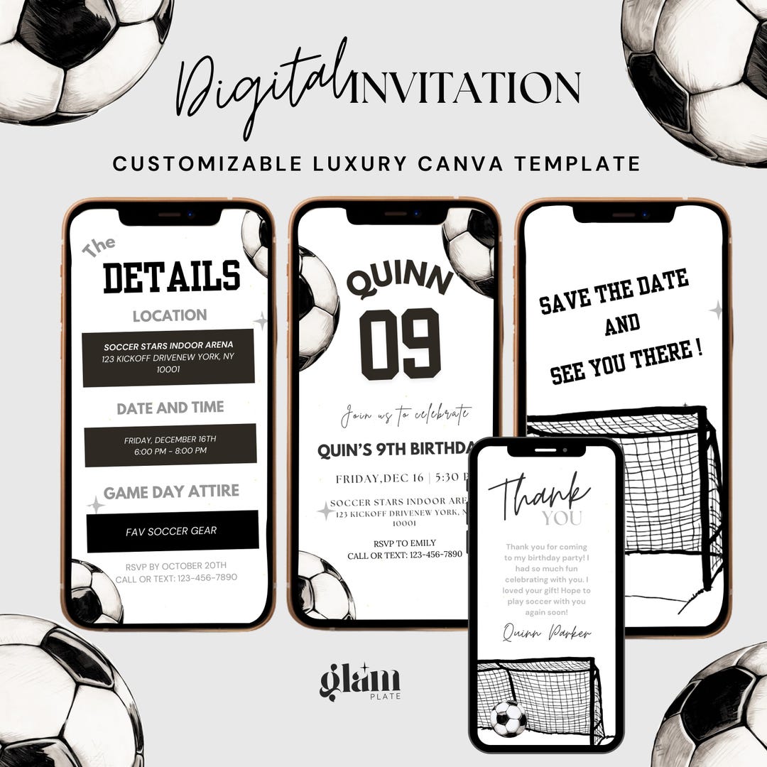 Soccer Birthday Party Invites,any Age Invites,invitation Birthday Game ...