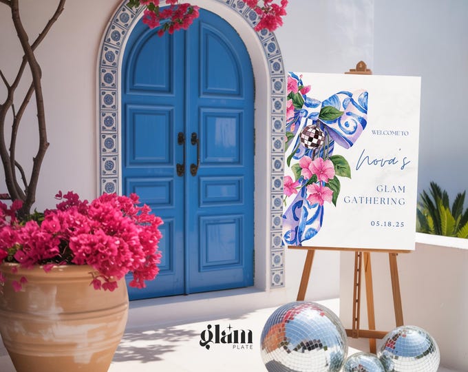 Mediterranean Welcome Sign Bachelorette Welcome Sign Template Beach ...