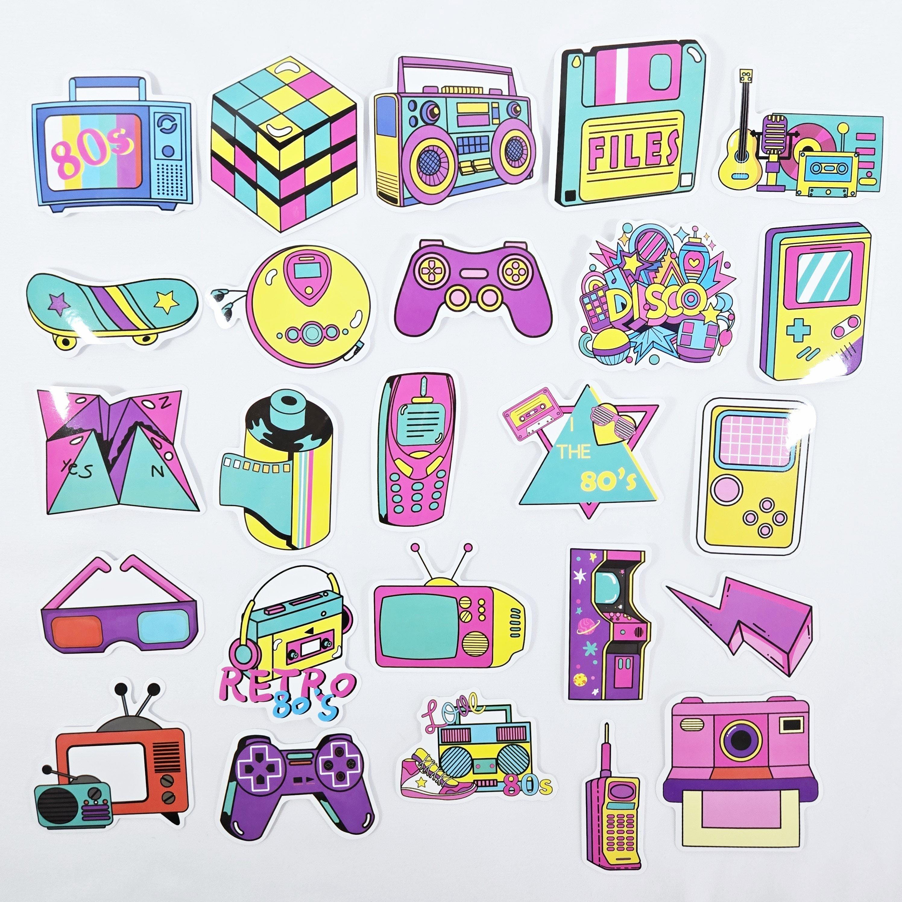 Pack of 50 Retro 80s Stickers, Aesthetic Stickers, Vintage Stickers ...