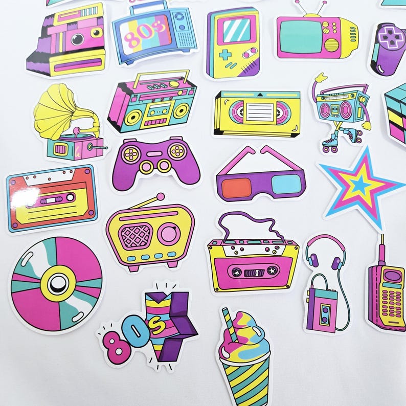 Pack of 50 Retro 80s Stickers, Aesthetic Stickers, Vintage Stickers ...