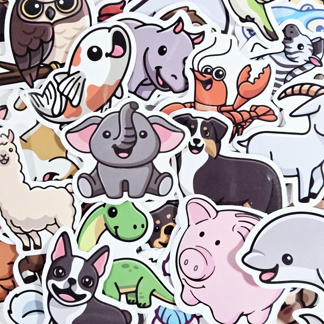 Pack of 50 Cute Animal Stickers, Animal Stickers, Animal Stickers Pack ...