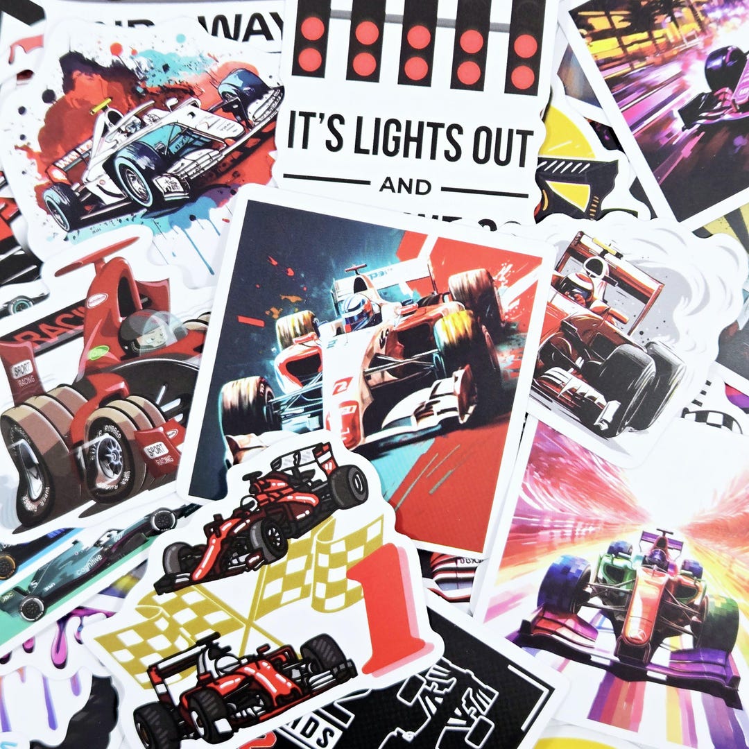 Pack of 50 Formula Racing Car Stickers, Formula Stickers, Racing Cars ...