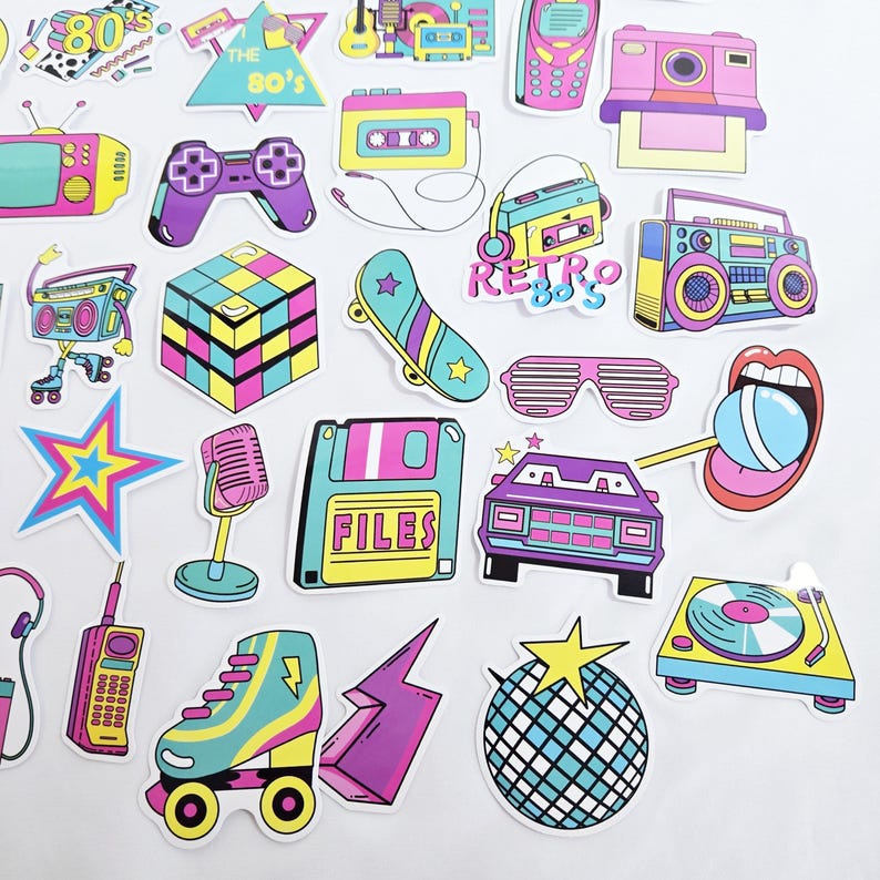 Pack of 50 Retro 80s Stickers, Aesthetic Stickers, Vintage Stickers ...