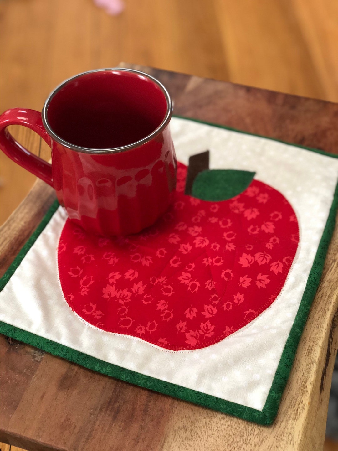 Apple Mug Rug - Etsy