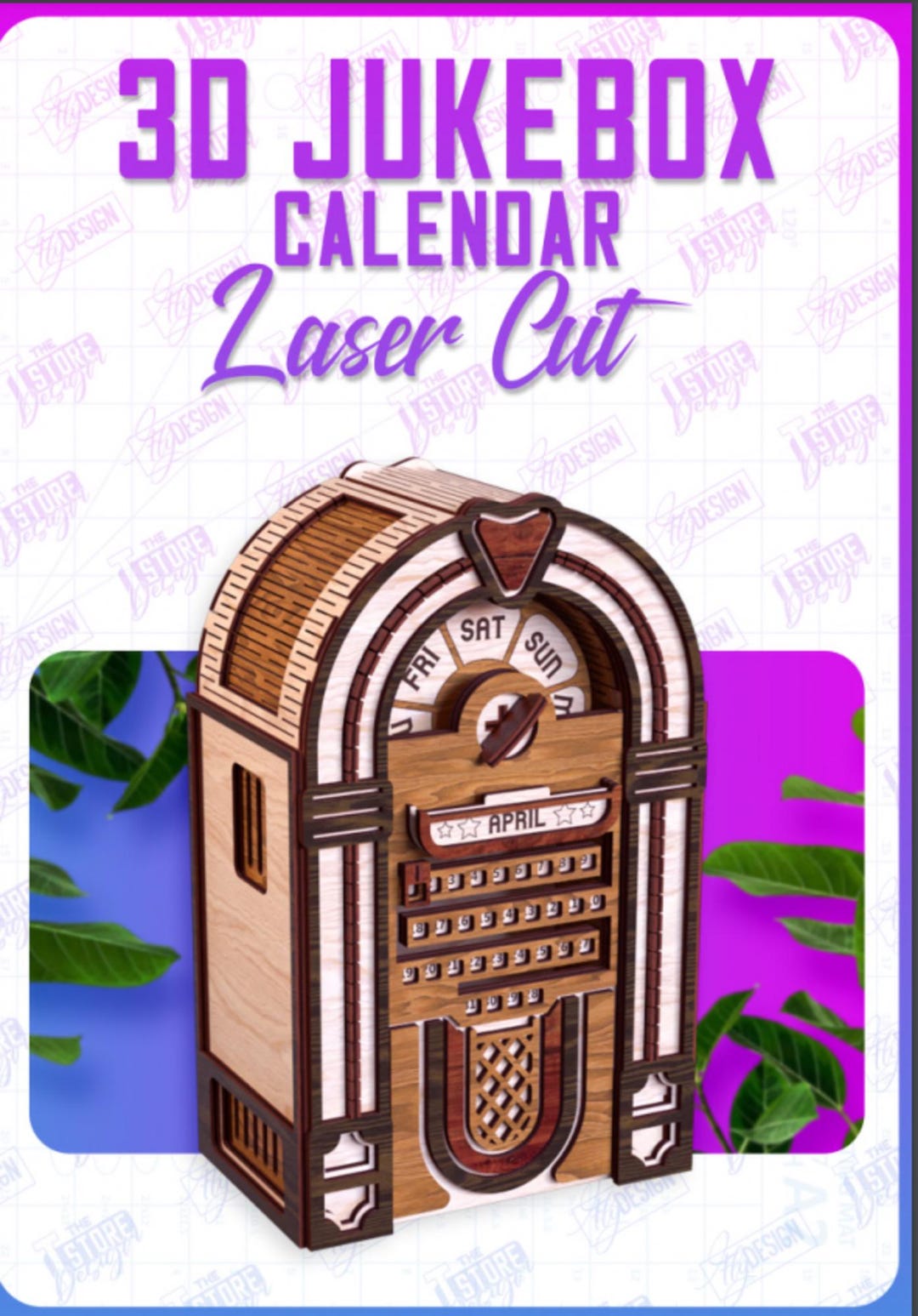 3D Jukebox Puzzle, Calendar Laser Cut, Perpetual Calendar Laser Design ...