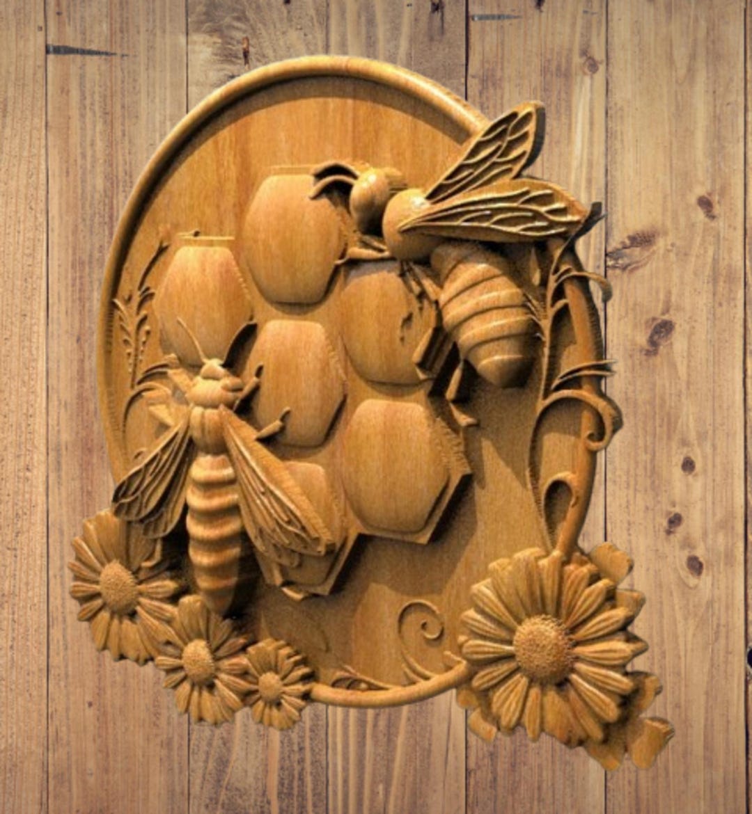 3d Bee Relief,bee Wood Art,3d Stl Model,wood Working,cnc Machine,,3d ...