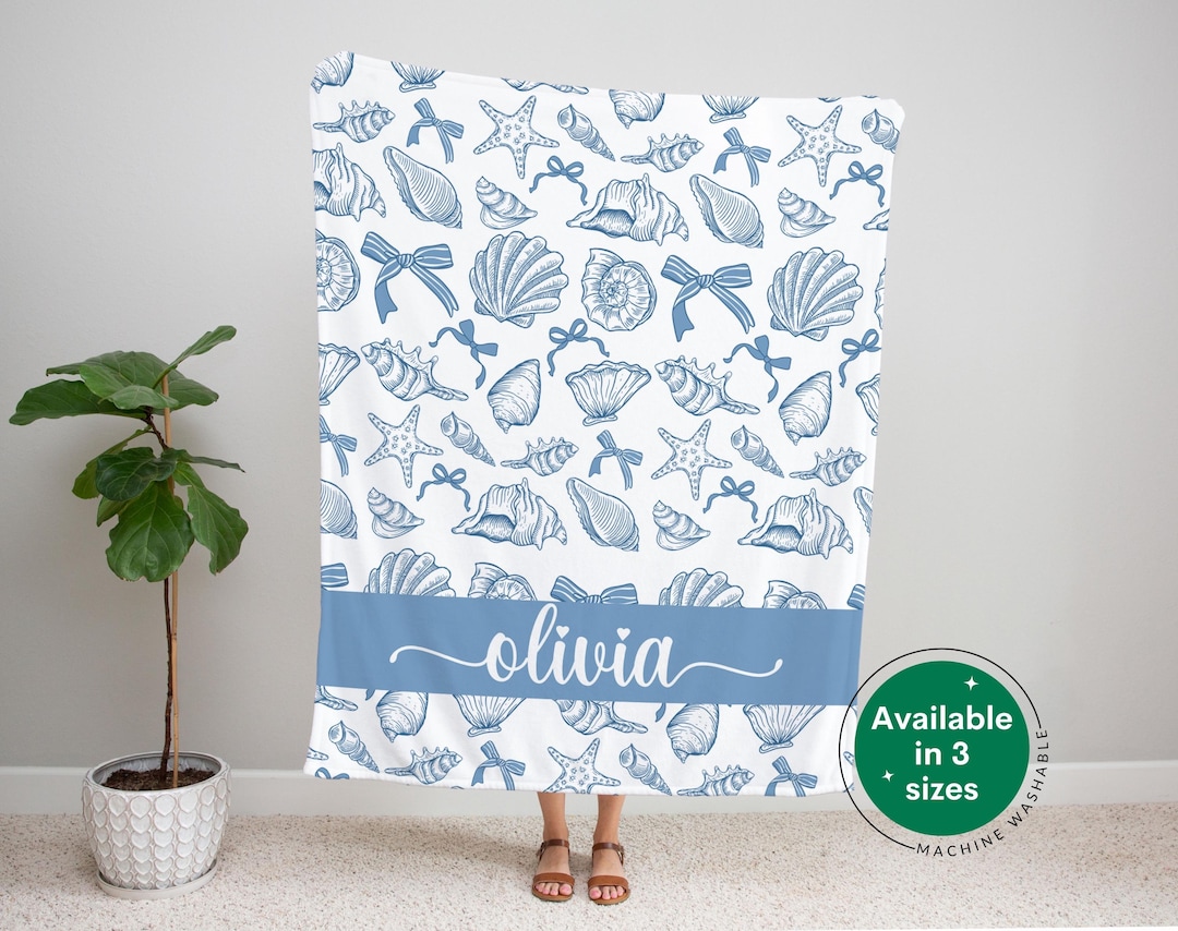 Seashell Summer Blanket Soft Throw for Beach Decor Personalized Coastal ...