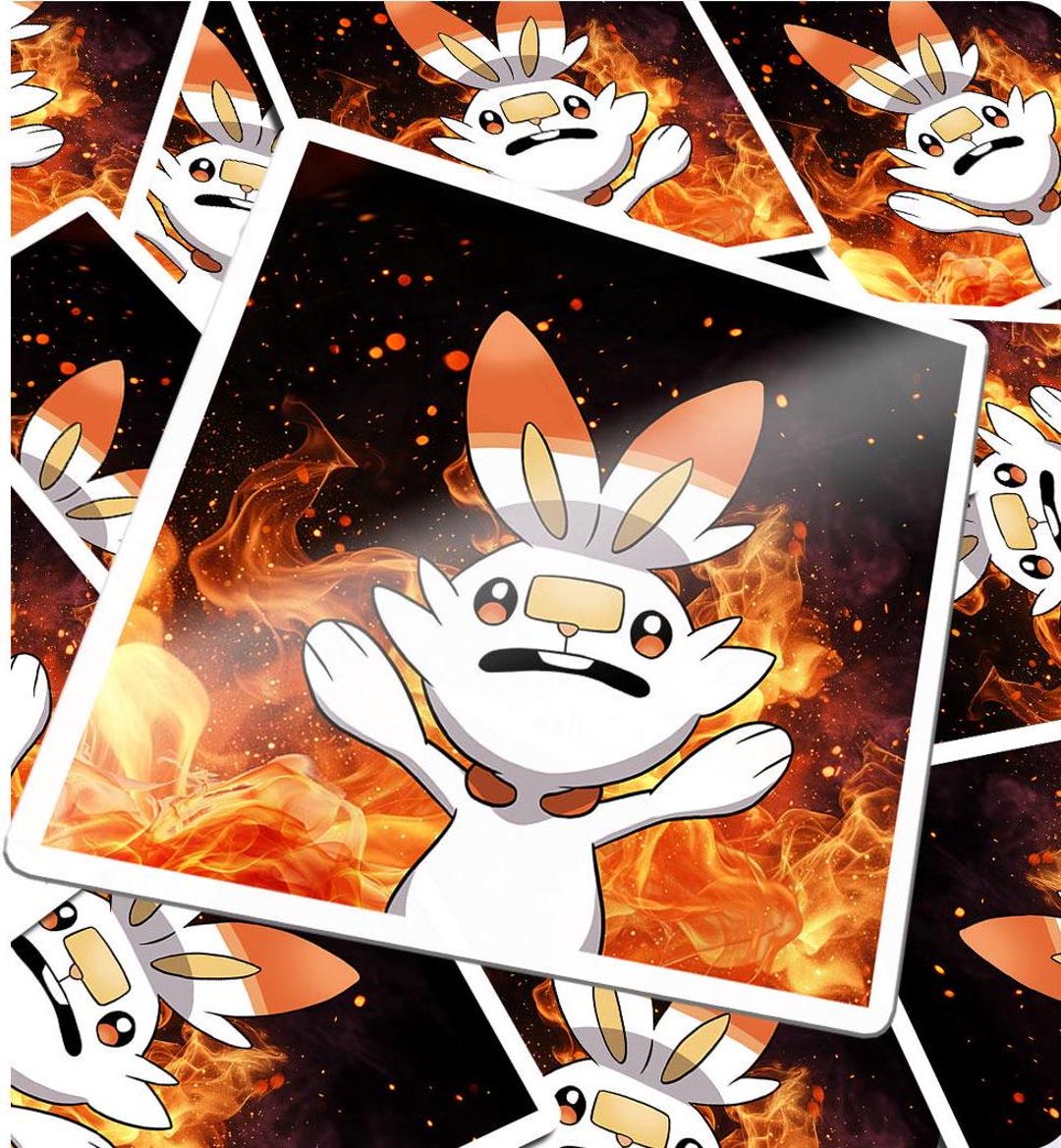 Funny Scorbunny Rising Sticker - Pokemon Sword & Shield Gen. 8 Fire ...