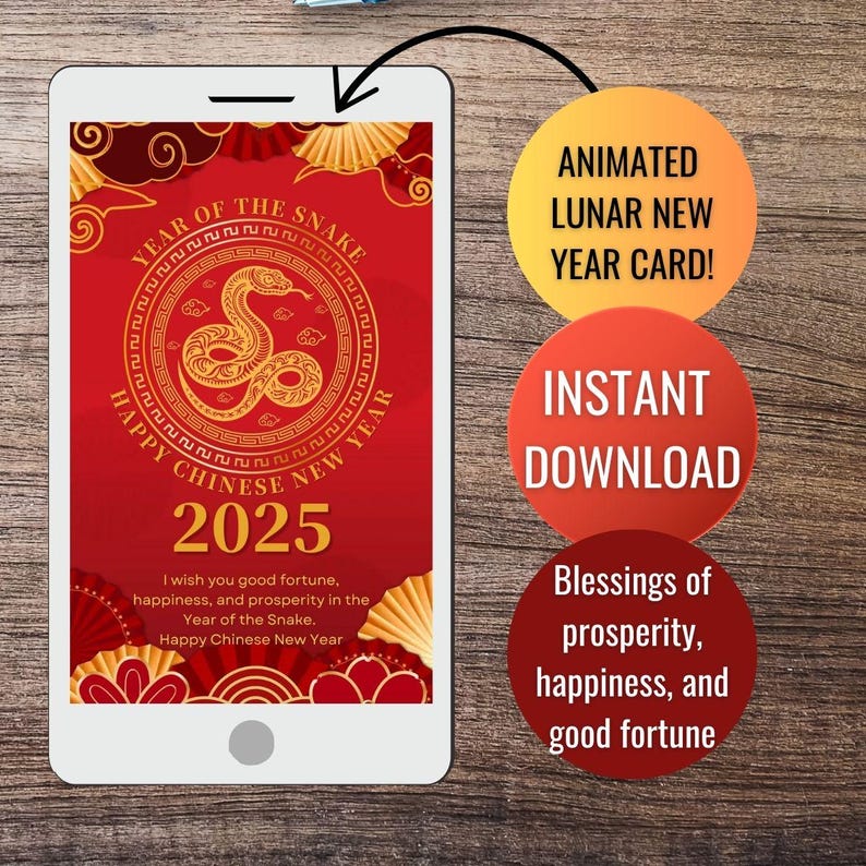 Animated Chinese New Year Card Digital Greeting for Prosperity & Joy - Etsy