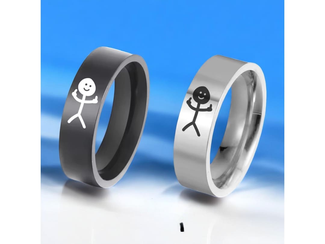 Middle Finger Stickman Ring, Fuxk You Doodle Rings for Man, Couple ...