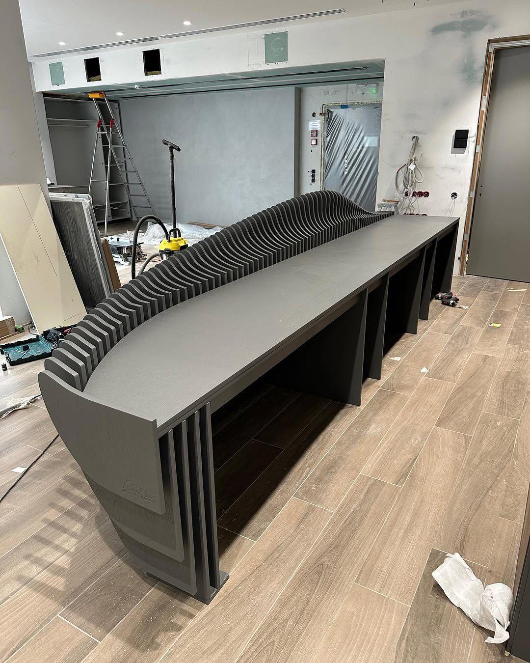 Black Wave-design Modern Reception Desk - Etsy