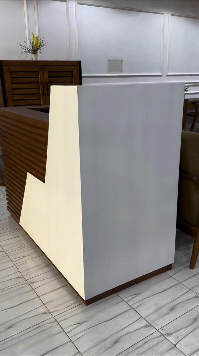 Modern Reception Desk With Wood and White Panel Design - Etsy