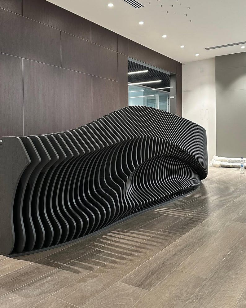 Black Wave-design Modern Reception Desk - Etsy