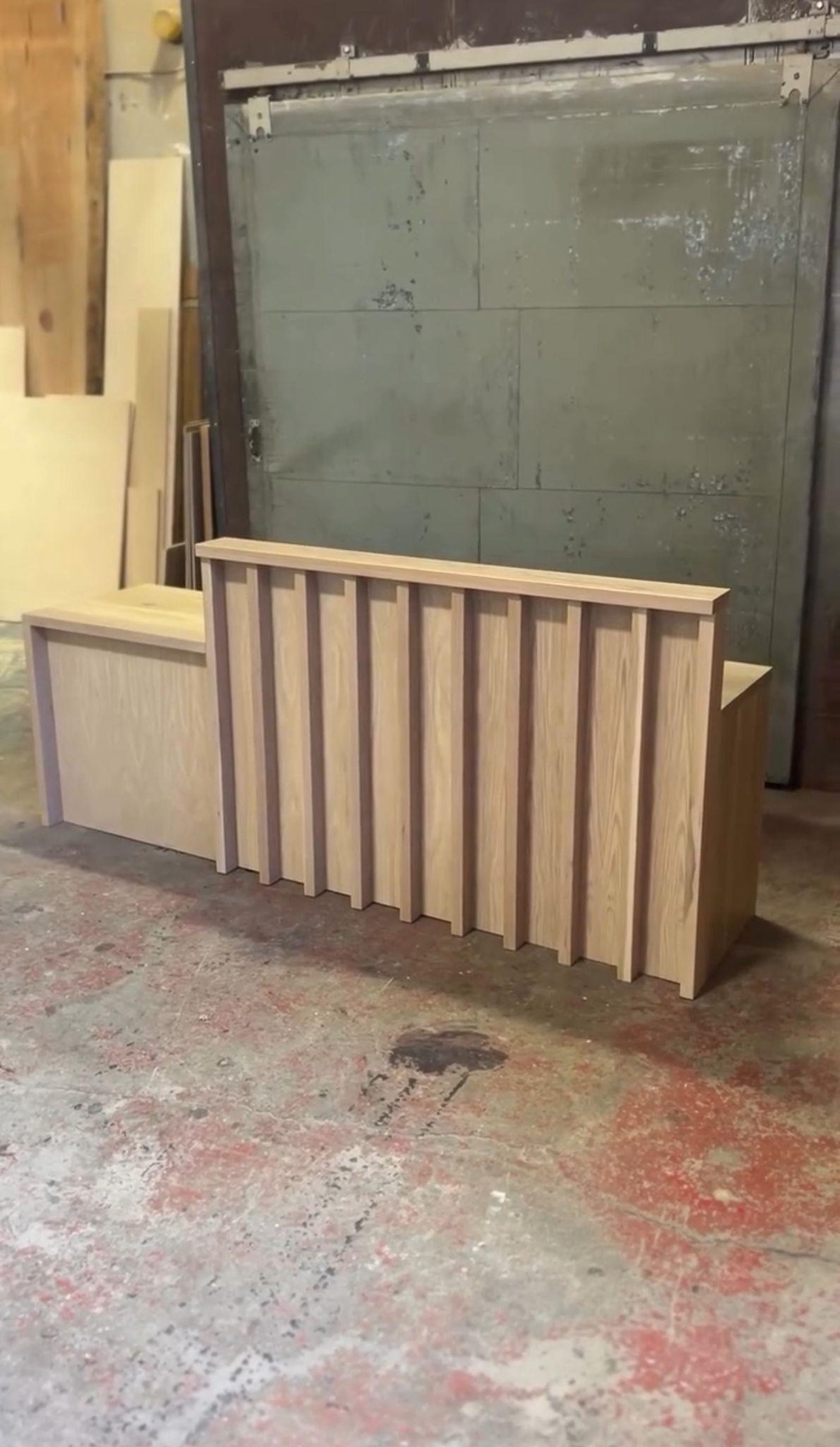 Modern Slatted Wood Reception Desk – Custom Handmade Front Counter - Etsy