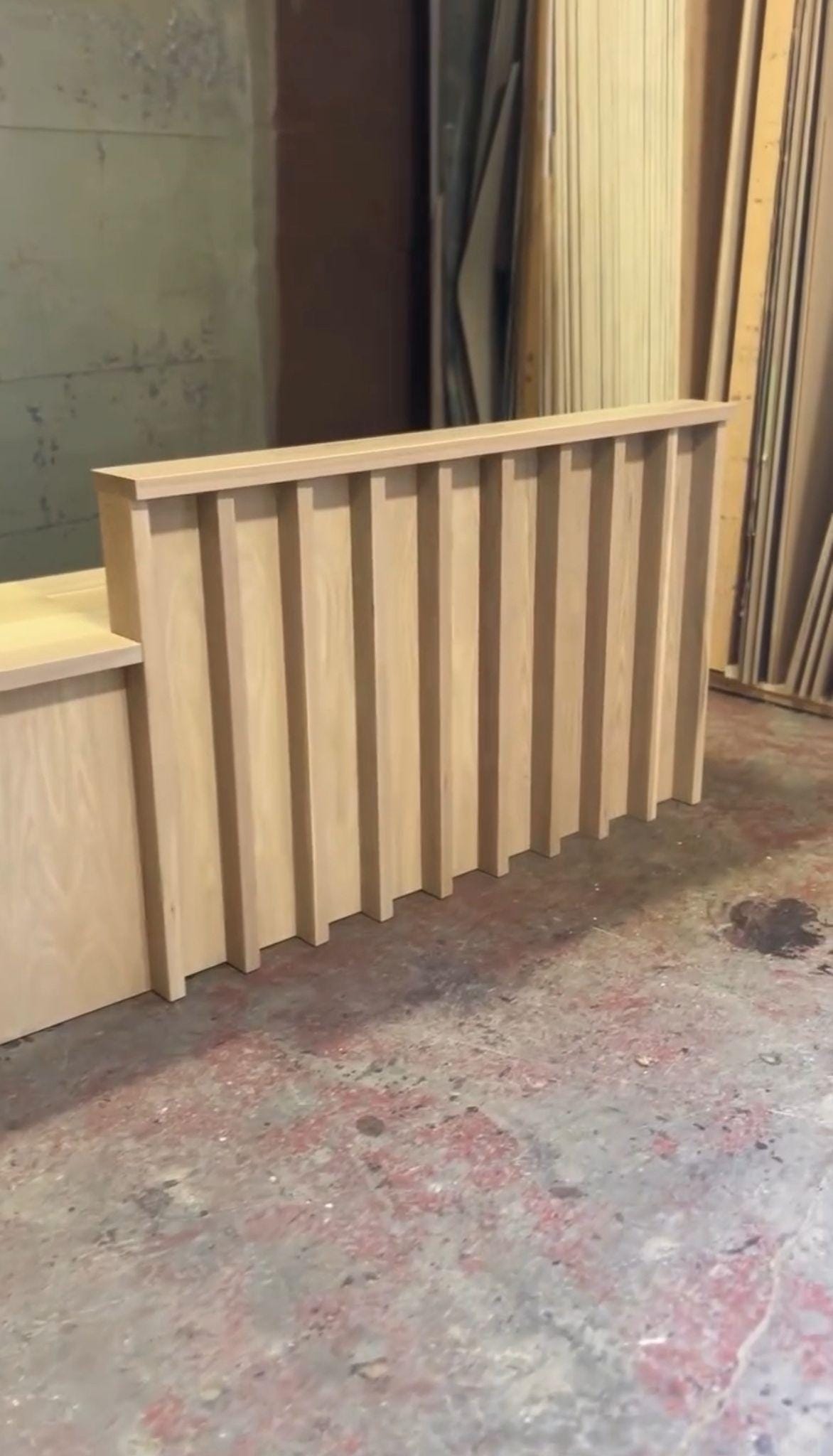 Modern Slatted Wood Reception Desk – Custom Handmade Front Counter - Etsy