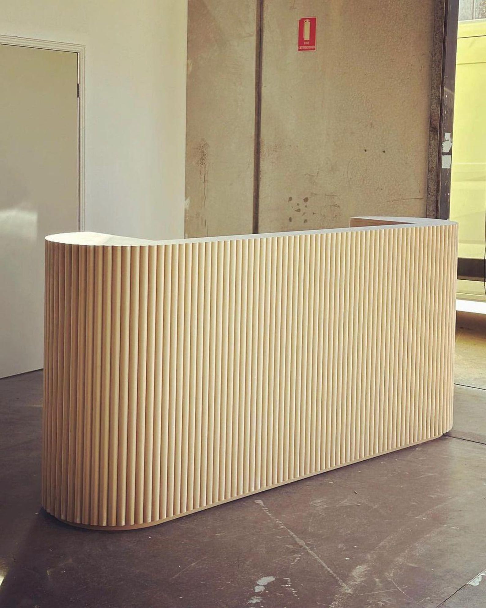Curved Wood Slat Reception Desk - Etsy