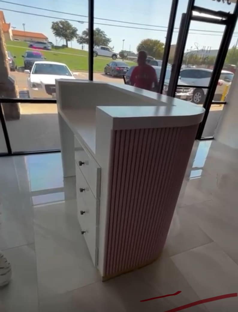 Luxury Blush Pink Reception Desk – Modern Salon & Boutique Counter - Etsy