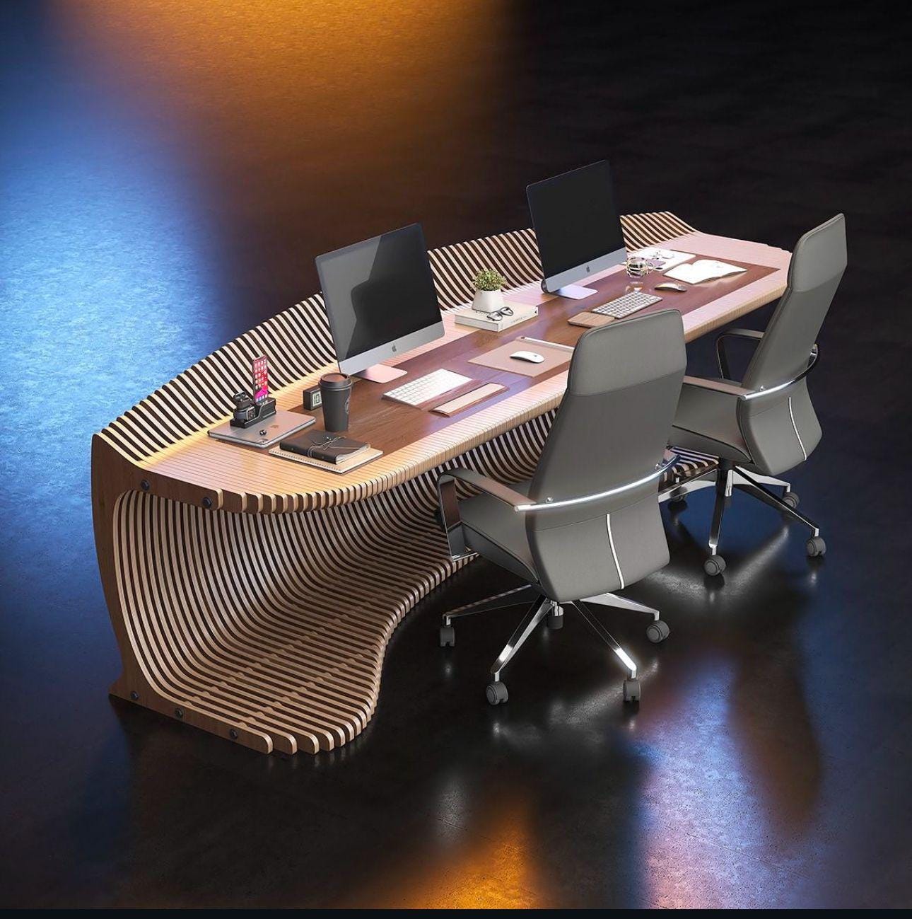 Modern Wave Collaborative Desk - Etsy