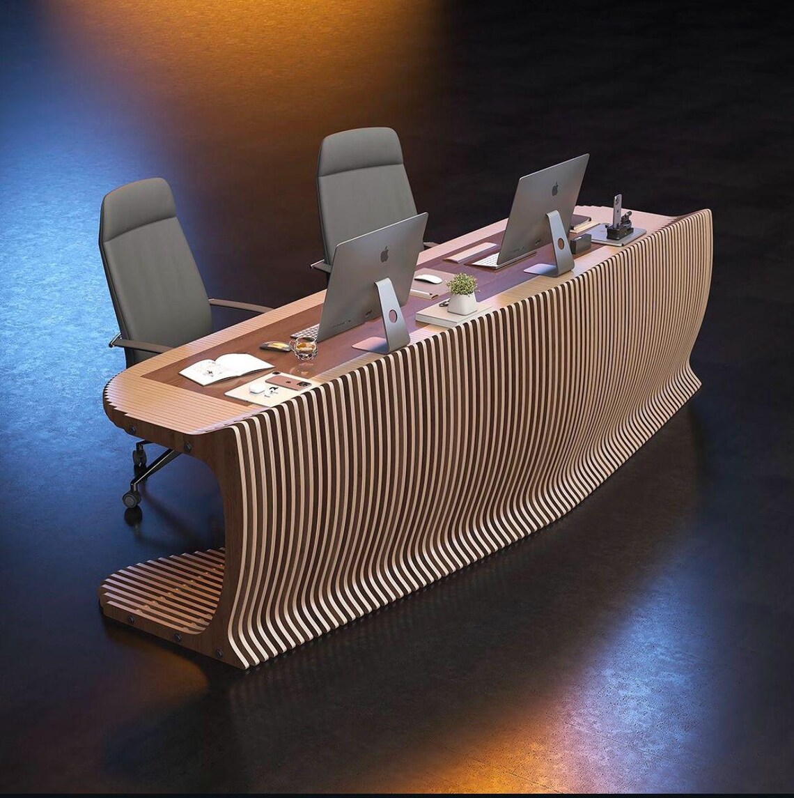 Modern Wave Collaborative Desk - Etsy