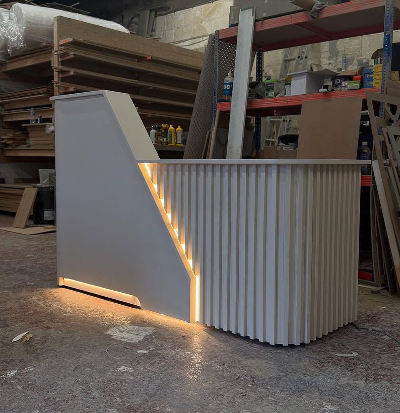 Minimalist White Reception Desk With LED Accent Lighting - Etsy