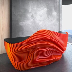 Contemporary Wave-style Reception Desk in Vibrant Orange - Etsy