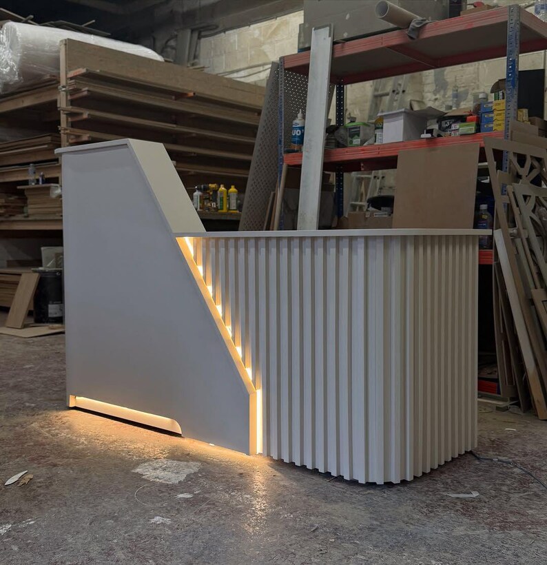 Minimalist White Reception Desk With LED Accent Lighting - Etsy