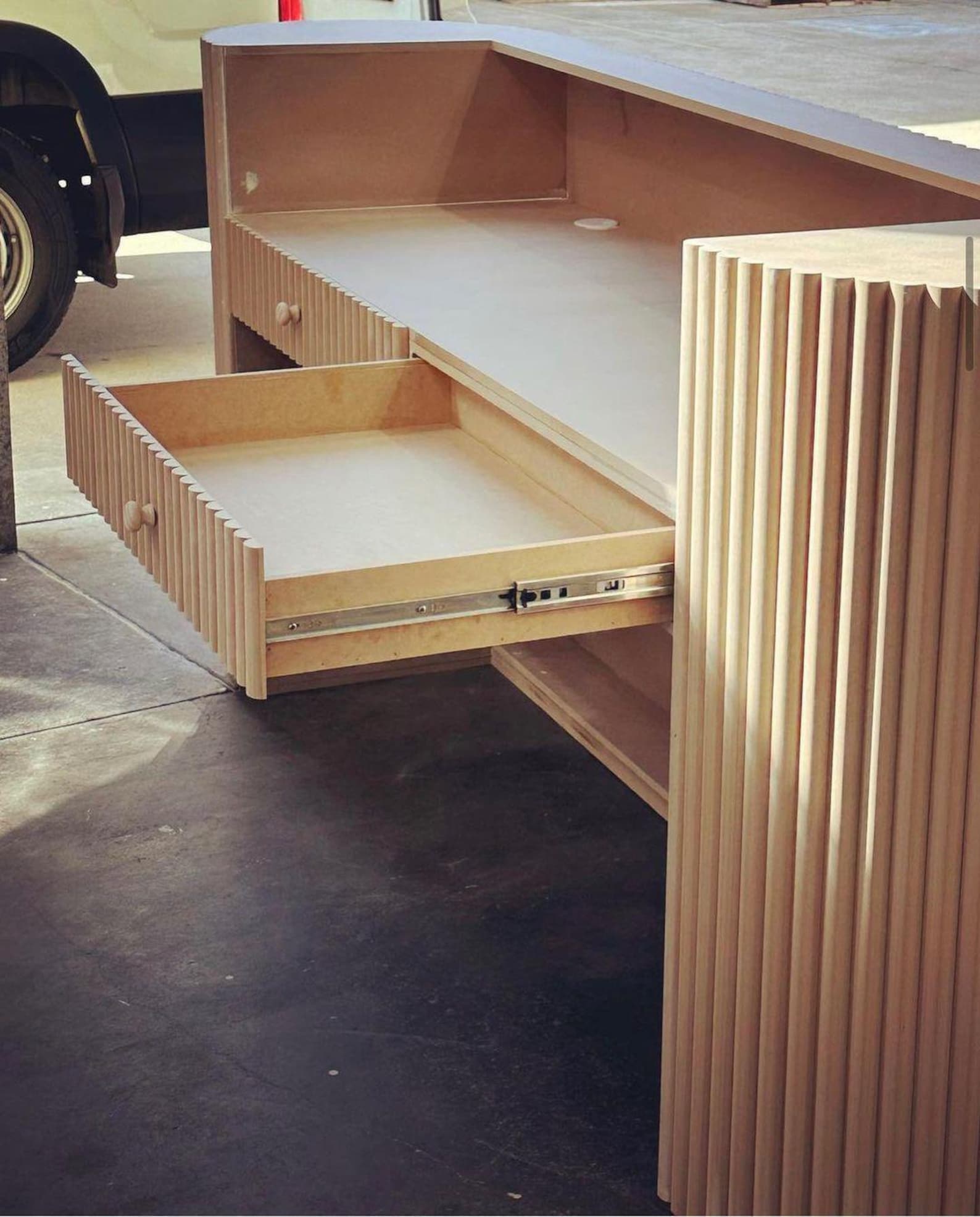 Curved Wood Slat Reception Desk - Etsy